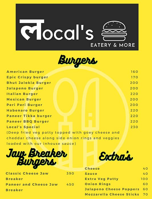 Menu of Locals Eatery & More, Kandivali West, Mumbai