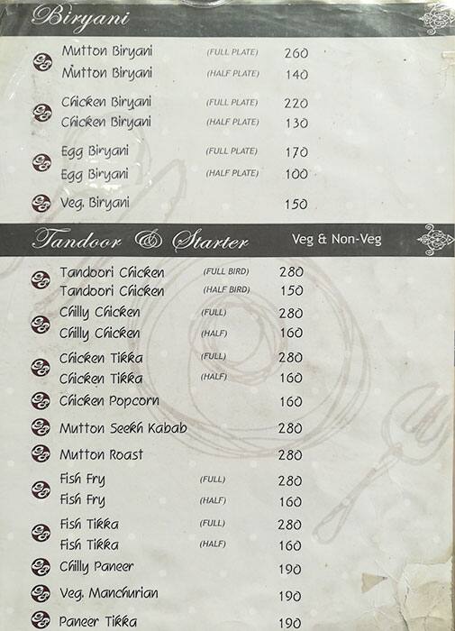 Menu at Gulshan Plaza Biryani Restaurant, Nagpur