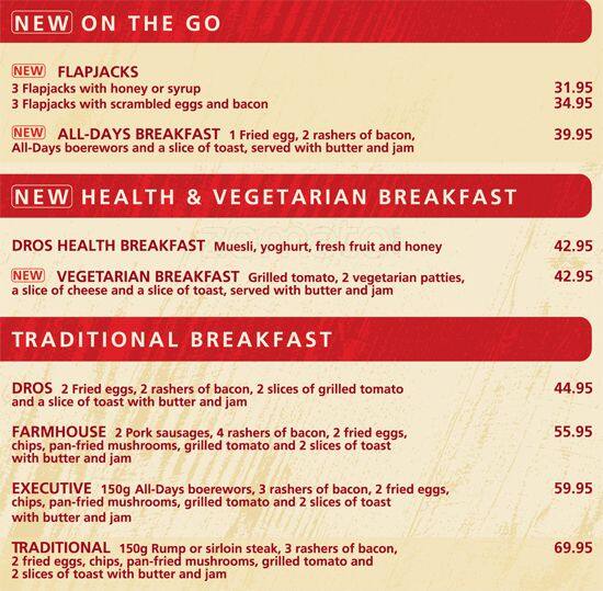 Dros Menu, Menu for Dros, Umhlanga, Durban - Zomato SA