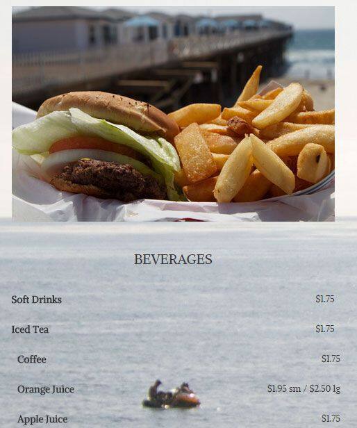 Menu at Kono's Cafe, San Diego