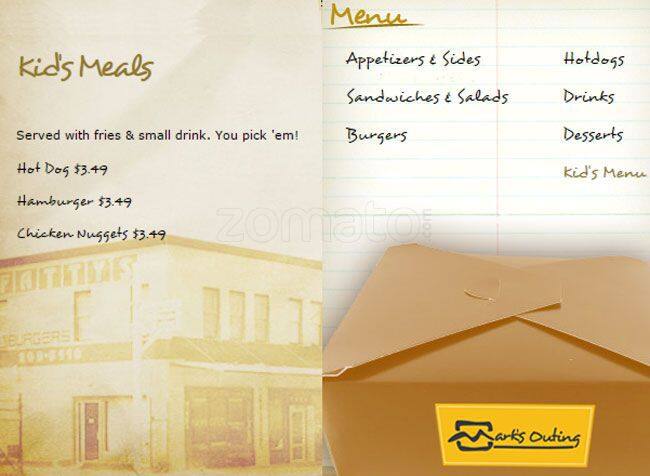 Menu at Mark's Outing restaurant, San Antonio