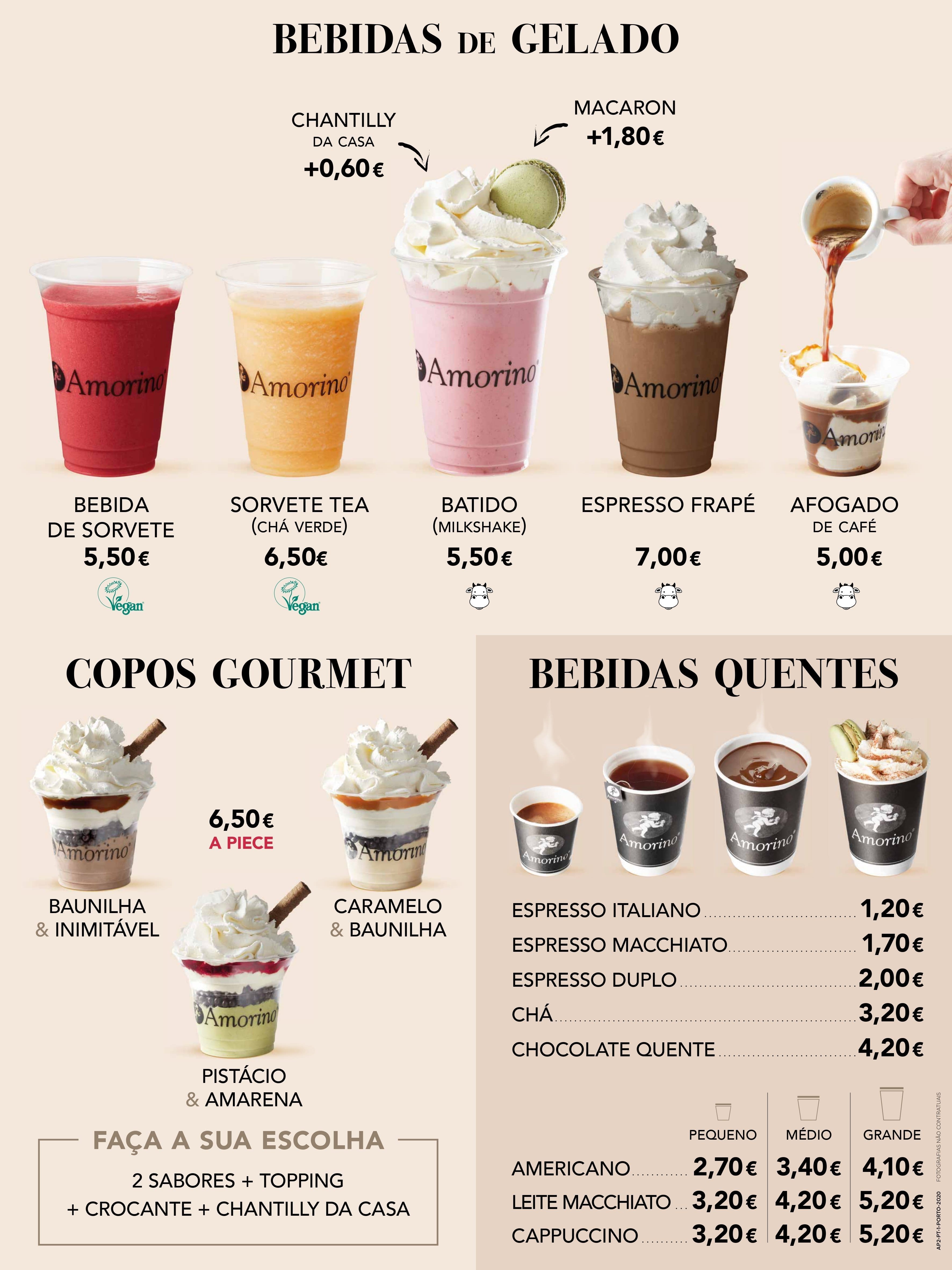 Menu em Amorino Gelato - Porto Carmelitas restaurante, Porto