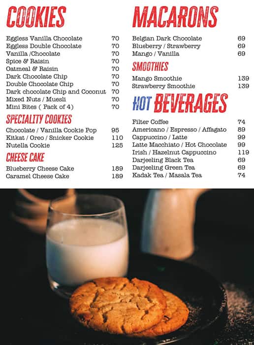 Menu of Millies Cookies, Whitefield, Bangalore