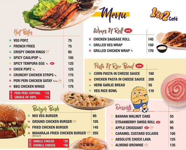 Menu of 1By2 Cafe, Arumbakkam, Chennai