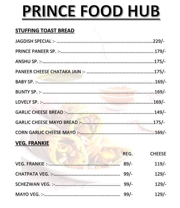 Menu of Prince Food Hub, Gota, Ahmedabad