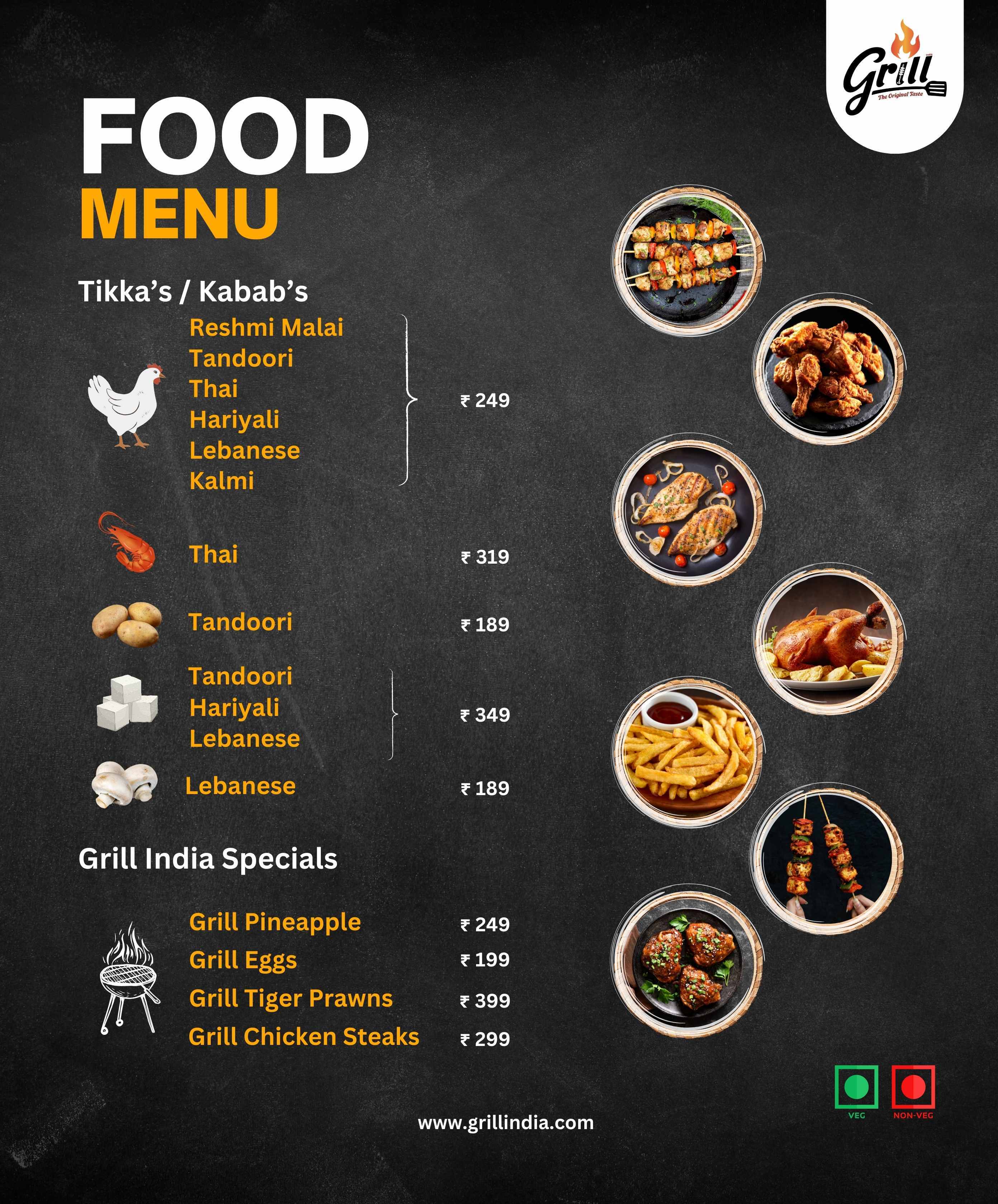 Menu of Grill India, Nagole, Hyderabad