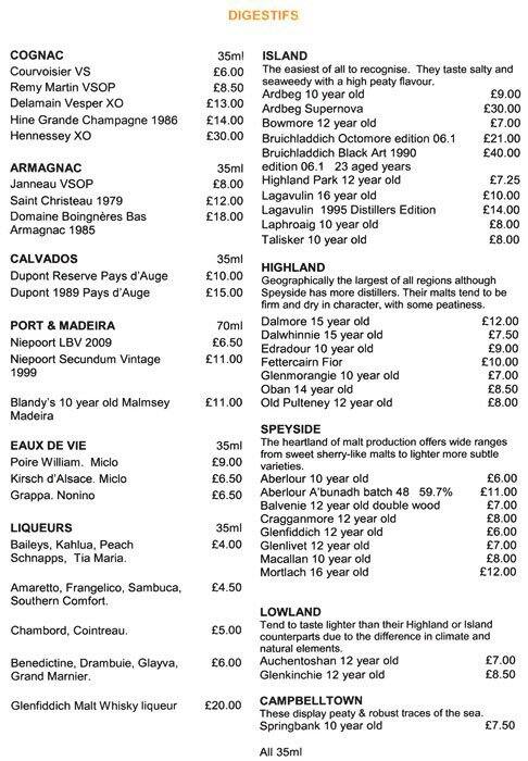 Menu at Tower Restaurant, Edinburgh, National Museum of Scotland