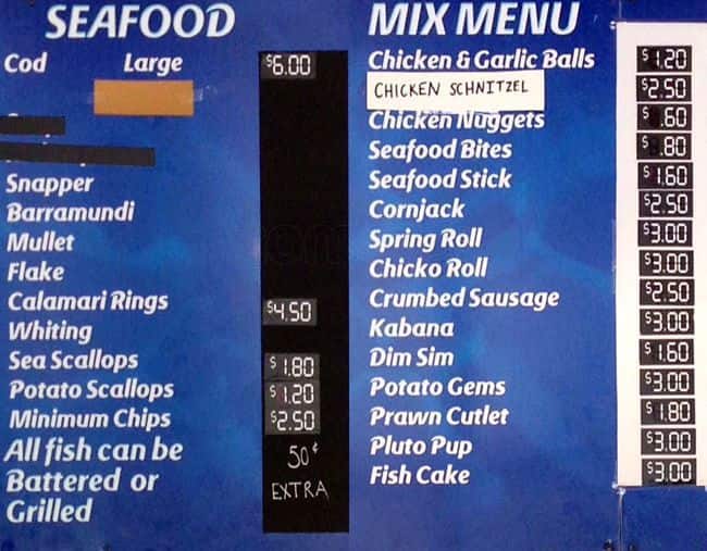 Menu at Baywatch Cafe, Manly
