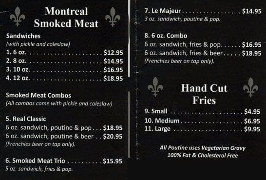 Frenchies Menu, Menu for Frenchies, Mount Pleasant, Vancouver ...