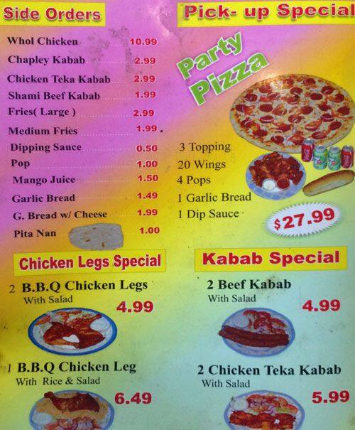 Menu at Pizza Time & Restaurant, Toronto