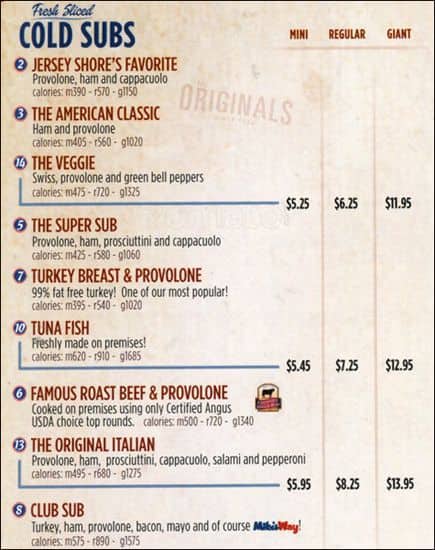 Jersey Mike's Subs Menu, Menu for Jersey Mike's Subs, Lakewood, Denver ...