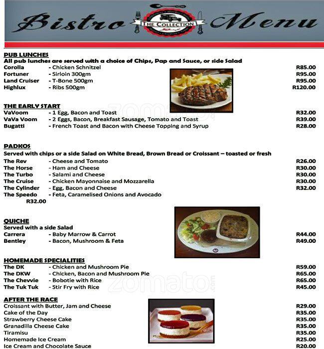 Menu at The Collection pub & bar, Pretoria