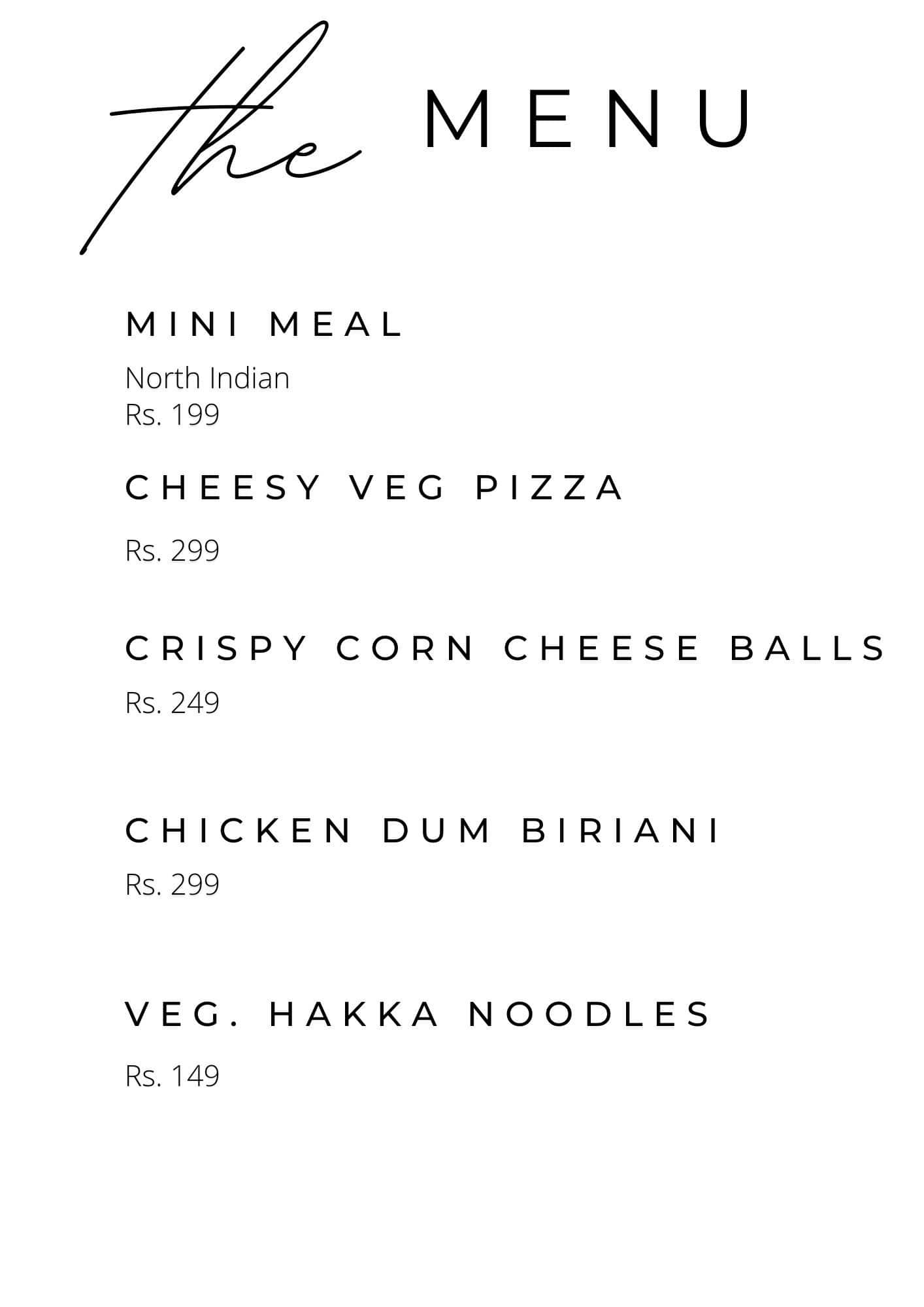 Menu of Mellow Mood Cafe, Kanakapura Road, Bangalore