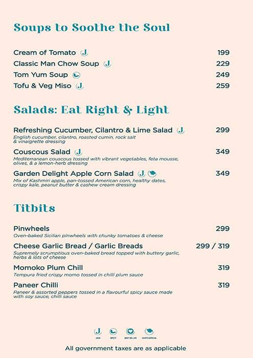 Menu of Fillo, Bhayandar, Mumbai