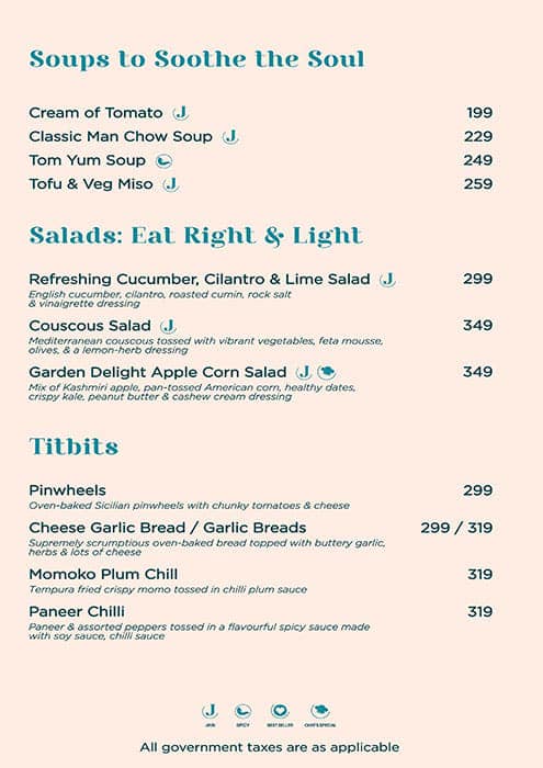 Menu of Fillo, Bhayandar, Mumbai