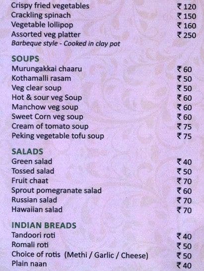 Menu at Rathna Restaurant, India, grand view