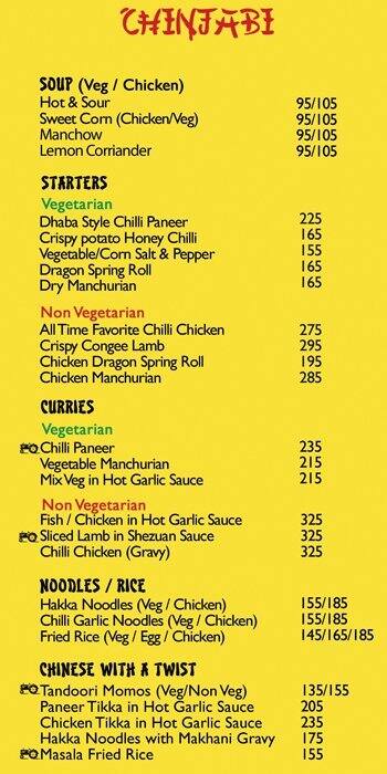 Menu at RDBD, New Delhi, DLF South Square