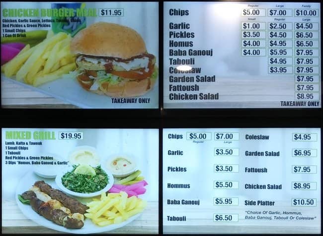 Carta del restaurante Al Hana: Charcoal Chicken “HALAL”, Coburg