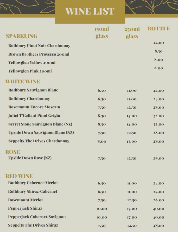 Menu at Drouin Family Hotel pub & bar, Drouin