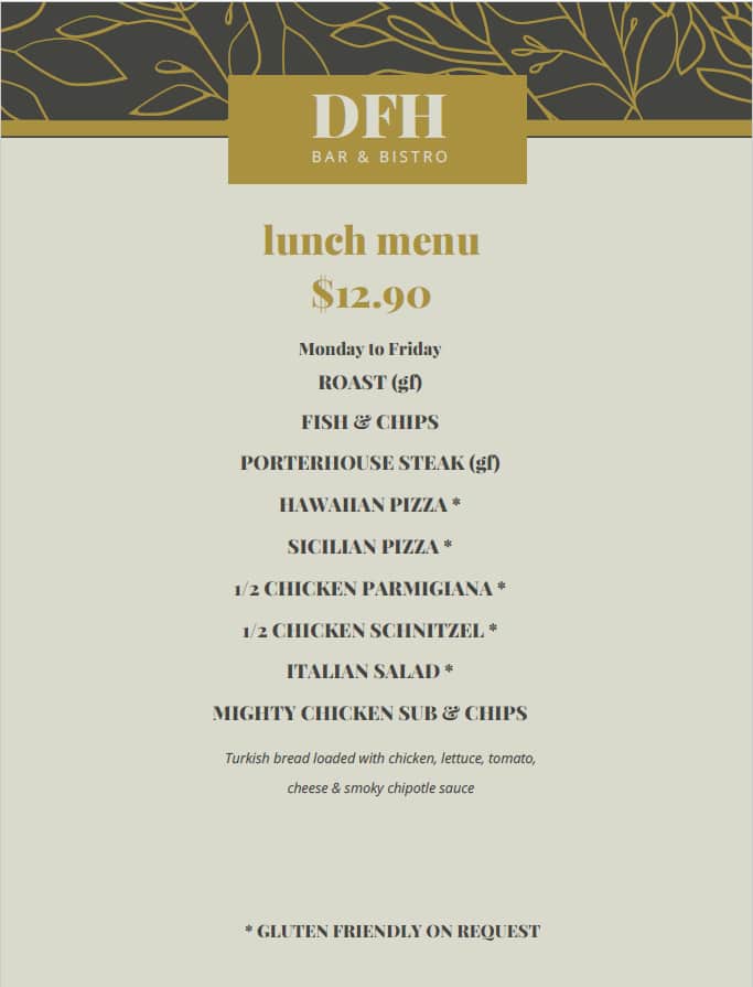 Menu at Drouin Family Hotel pub & bar, Drouin
