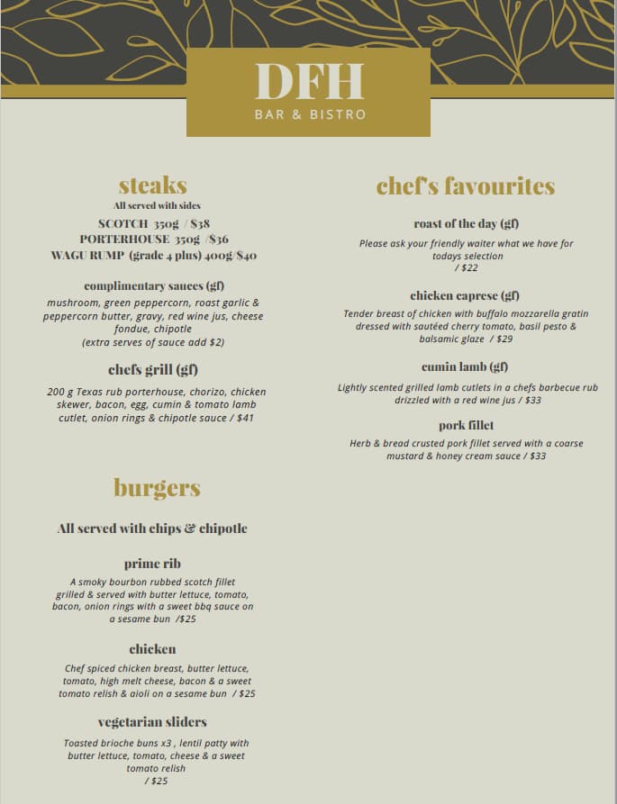 Menu at Drouin Family Hotel pub & bar, Drouin