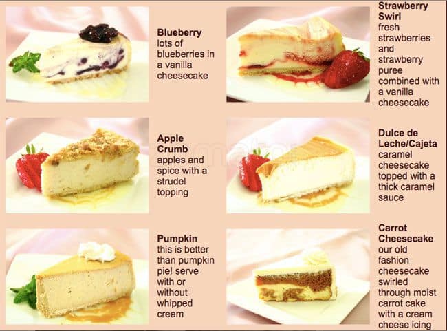 Menu at The Ultimate Cheesecake Bakery, San Antonio, 999 E Basse Rd