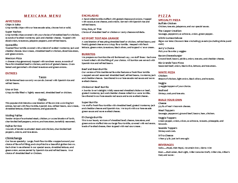 Menu at Keyport Liquor Store, Restaurant & Lounge, Superior