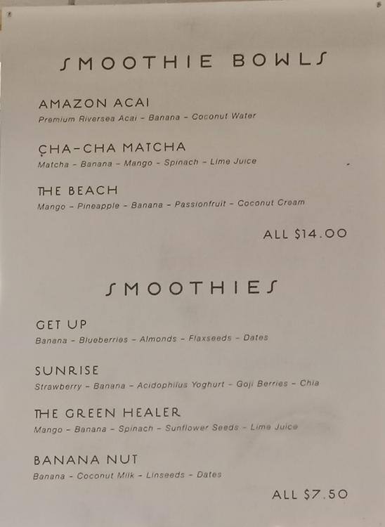 Menu at Monstera, Auckland, Ponsonby Central