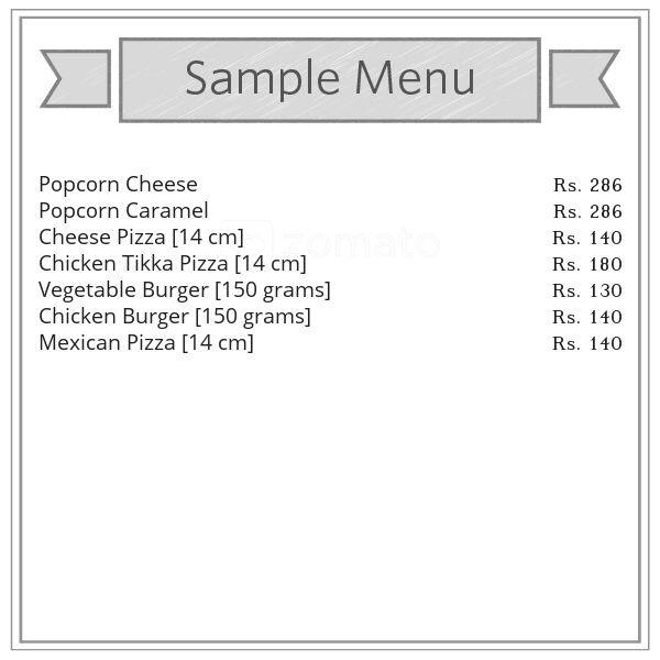 Menu at PVR Café, Bengaluru, 21/22