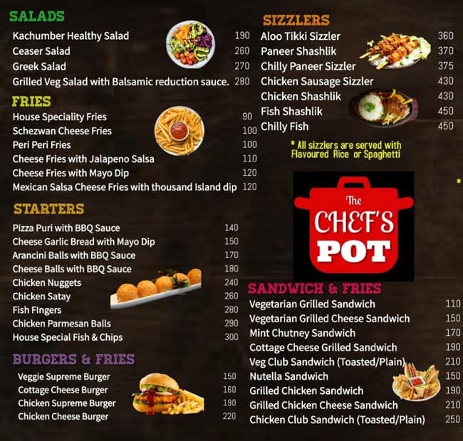 Menu of The Chef's Pot, Kukatpally, Hyderabad