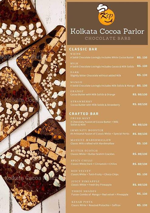 Menu at Kolkata Cocoa Parlor, Kolkata, 61A