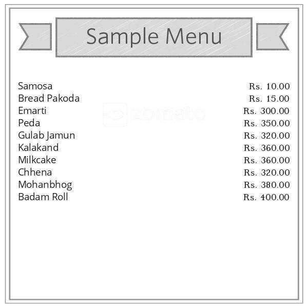 Menu of Gopal Sweets, Ambedkar Road, Ghaziabad