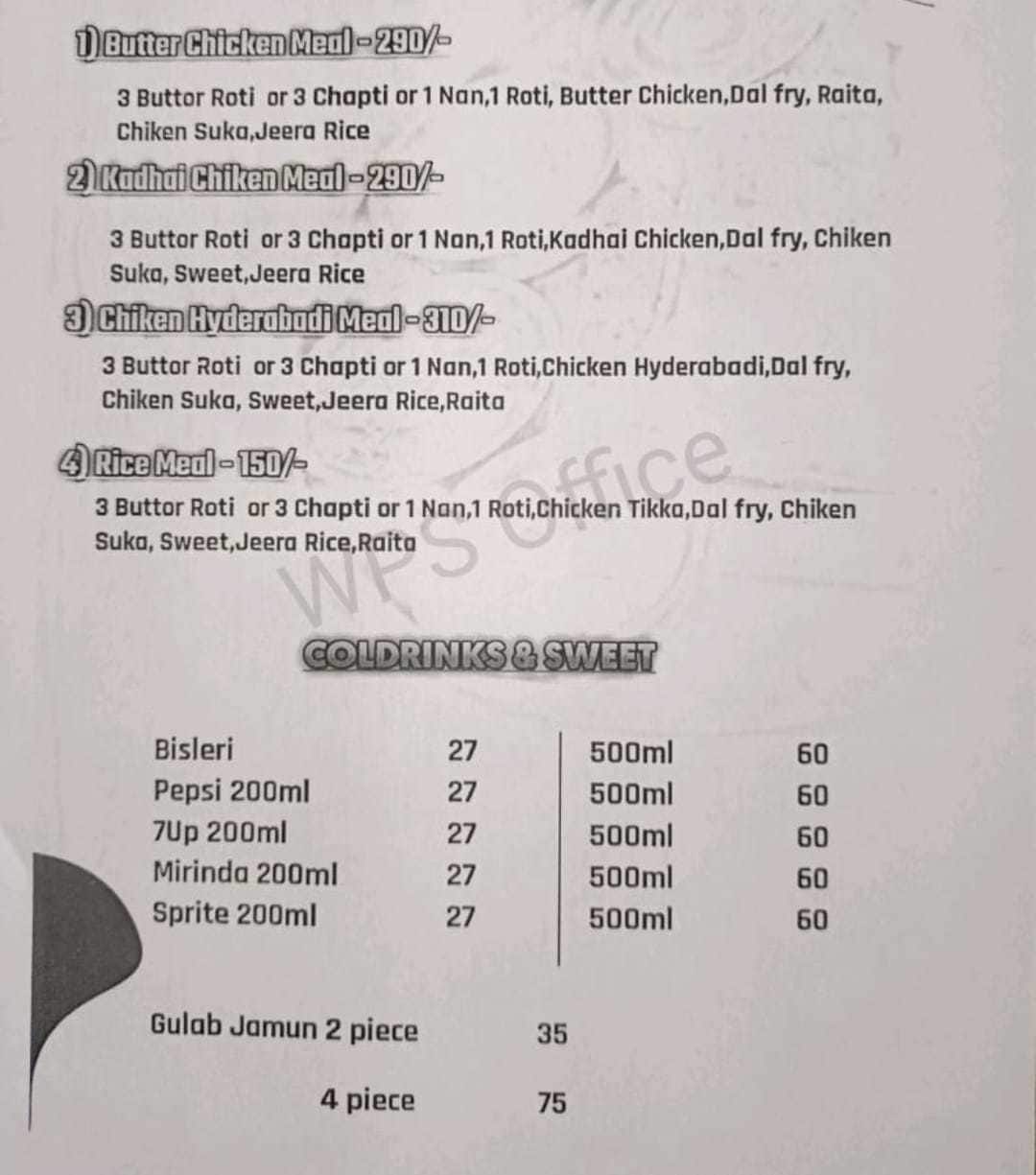 Menu of Hotel King Of Tandoor, Pimple Gurav, Pune