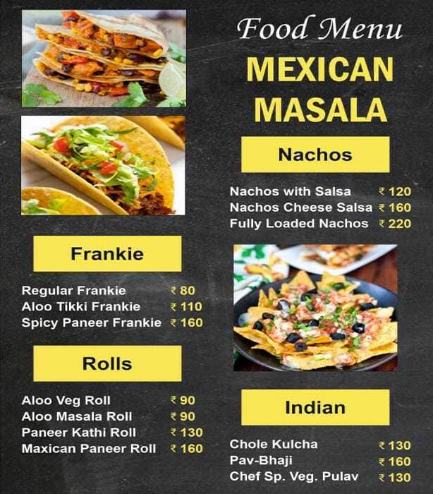Menu at Mexican Masala, Pune