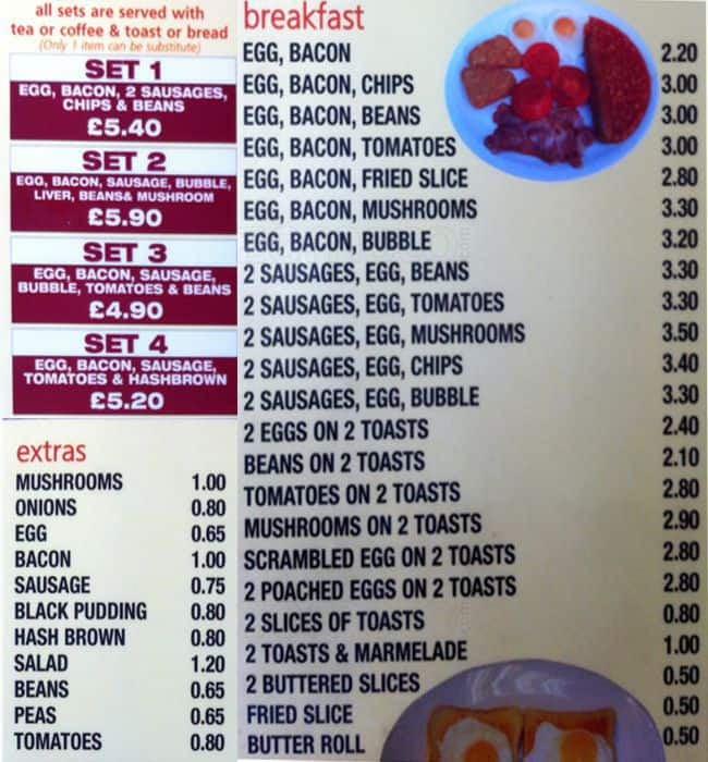 Menu at Astro Star Cafe, London