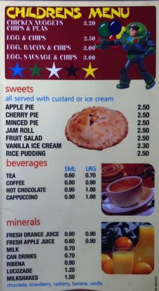 Menu at Astro Star Cafe, London