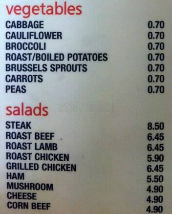 Menu at Astro Star Cafe, London