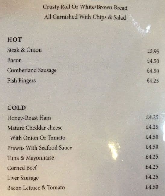 Menu at Gordon Arms pub & bar, Chislehurst