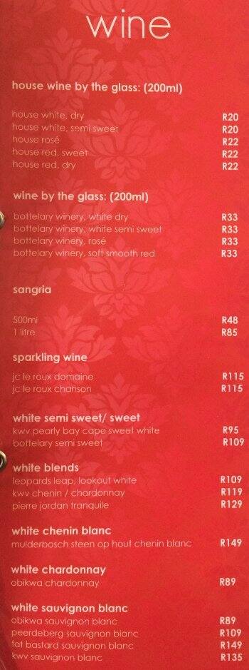 Menu at Lago Puccini Cafe & Lounge, Boksburg