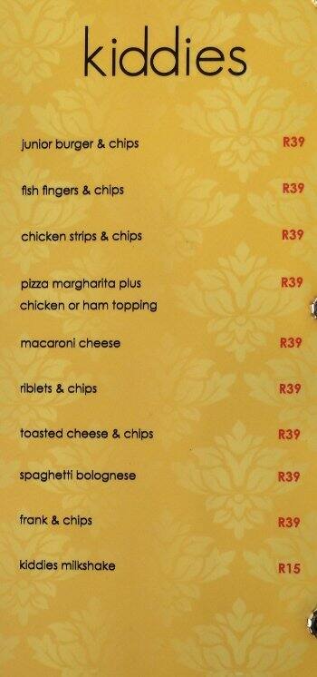 Menu at Lago Puccini Cafe & Lounge, Boksburg