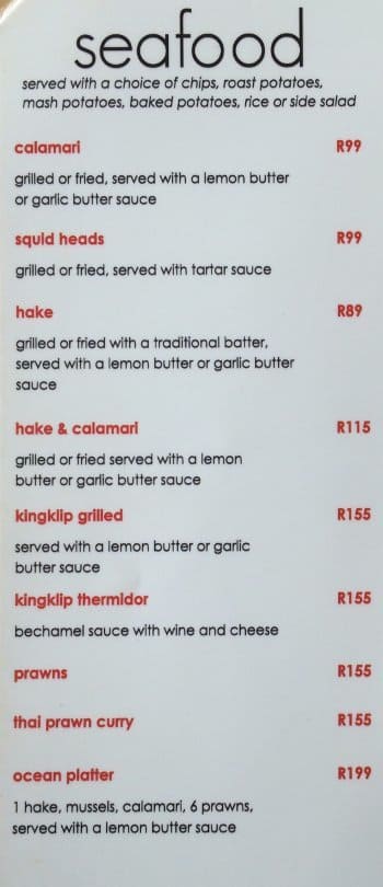Menu at Lago Puccini Cafe & Lounge, Boksburg