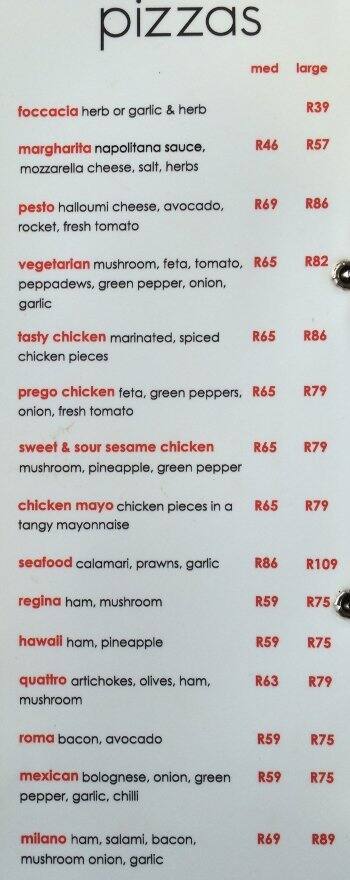 Menu at Lago Puccini Cafe & Lounge, Boksburg