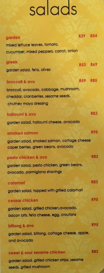 Menu at Lago Puccini Cafe & Lounge, Boksburg