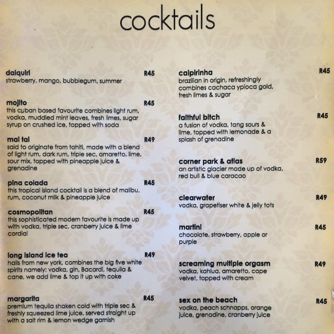 Menu at Lago Puccini Cafe & Lounge, Boksburg