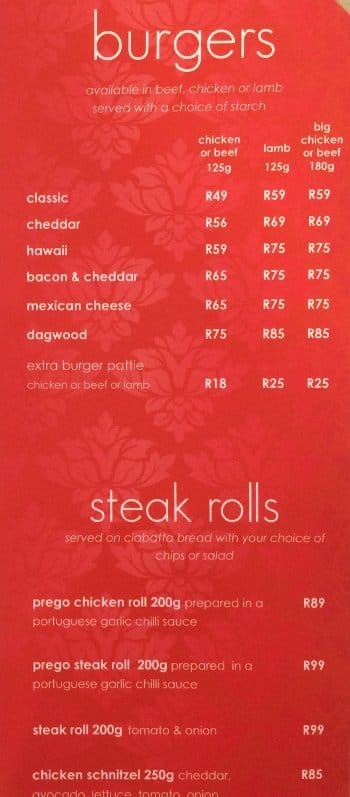 Menu at Lago Puccini Cafe & Lounge, Boksburg