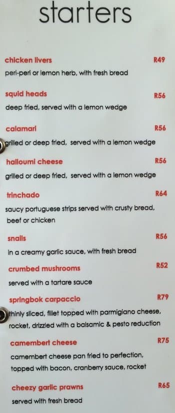 Menu at Lago Puccini Cafe & Lounge, Boksburg