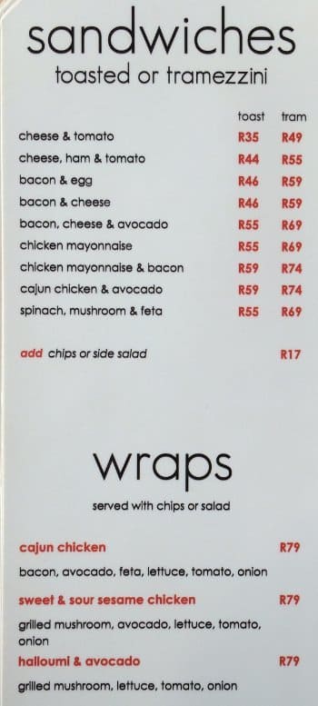 Menu at Lago Puccini Cafe & Lounge, Boksburg