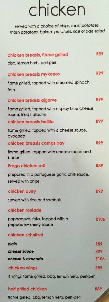 Menu at Lago Puccini Cafe & Lounge, Boksburg