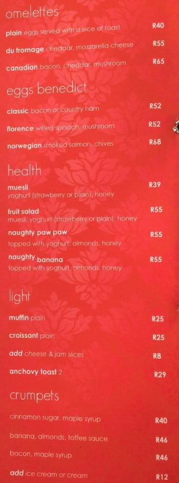 Menu at Lago Puccini Cafe & Lounge, Boksburg