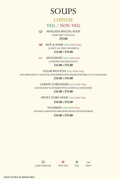 Menu at Swagath Restaurant Panchkula, Panchkula